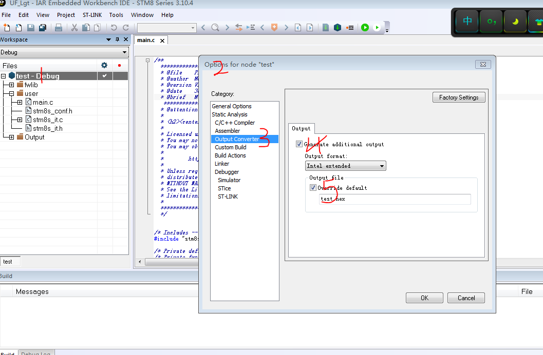 IAR环境下STM8工程输出hex文件的方法_iarstm8怎么生成hex-CSDN博客