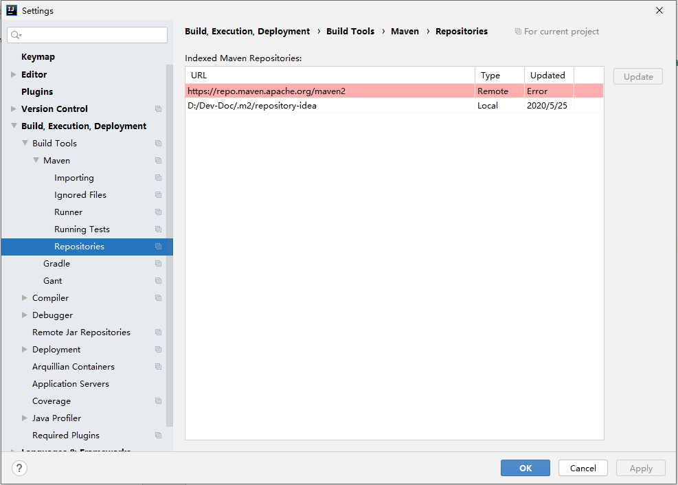IntelliJ IDEA 中Maven配置的 repositories update 出现 error 总结_maven repositories error-CSDN博客