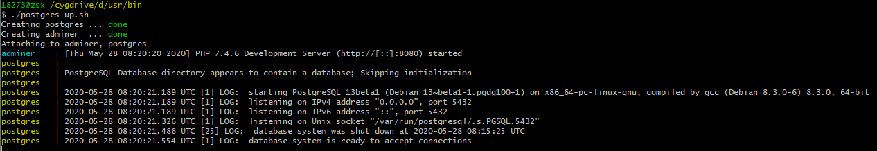 win10下docker启动postgres_select distinct datlastsysoid from pg_database-CSDN博客