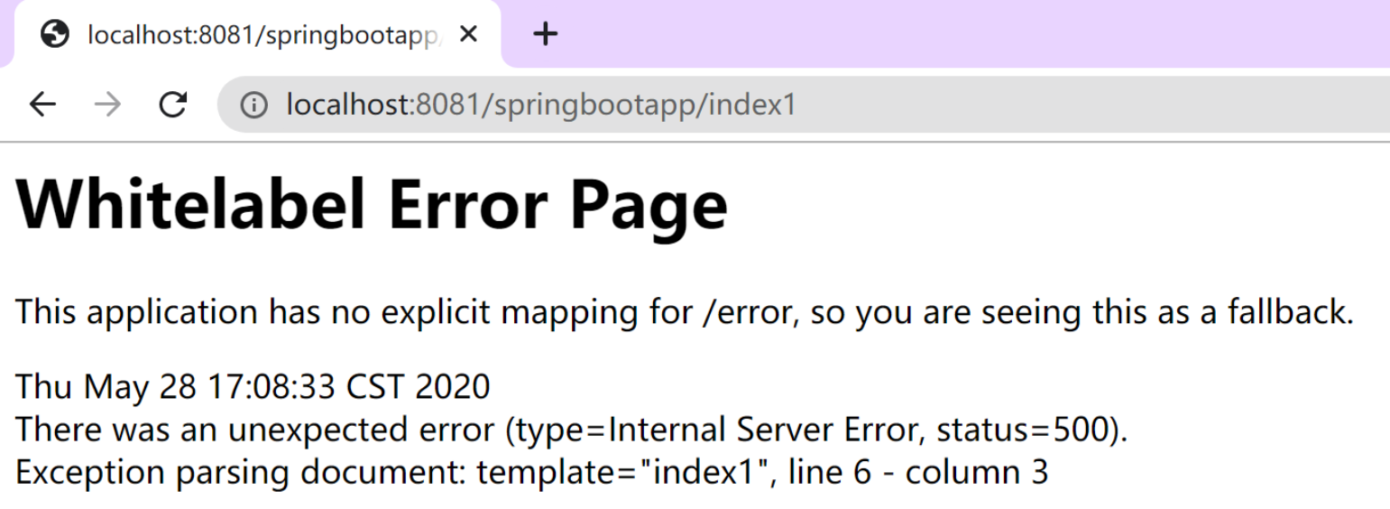 Springboot Thymeleaf Exception Parsing Document Template“index1” Line 6 Column 3 Csdn博客 