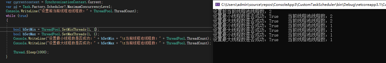Task底层使用的是threadpool，通过设置线程池线程数量来控制task并发 Wpf 使用task 没有指定线程数量 那么线程池会给出