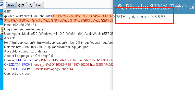 靶场pikachu系列(sql注入)_extractvalue(1,concat(char(126),md5(1836161162)))-CSDN博客