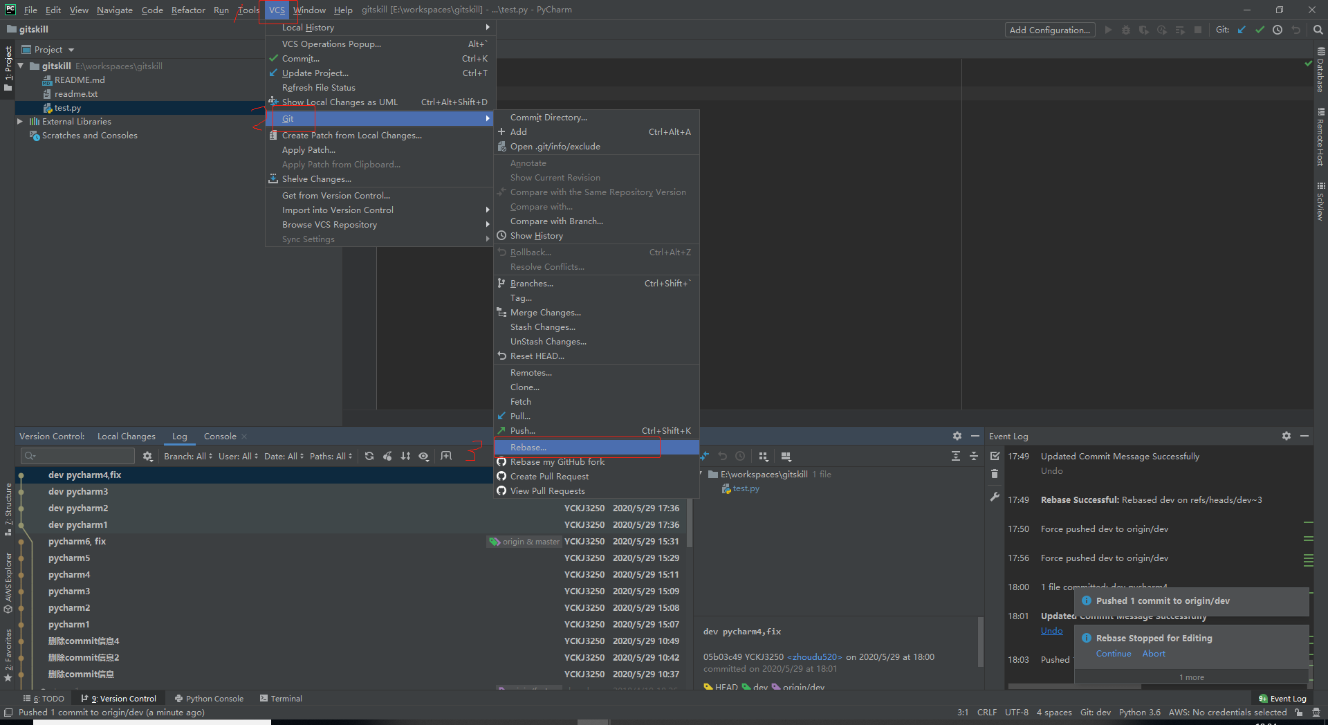pycharm修改远程分支上的commit信息_pycharm edit commit message-CSDN博客