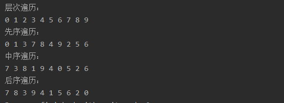 Python实现二叉树的层次遍历，先序遍历，中序遍历，后序遍历python 7 1 层次序列创建二叉树输出先序序列、中序序列、后序序列并