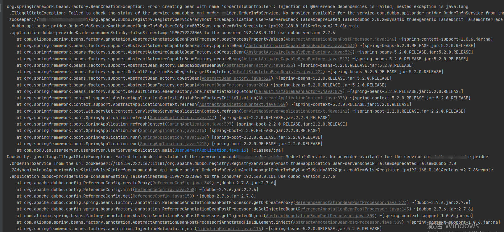 Dobbo 2.7.6 Failed to check the status of the service **** No provider available for the service ...