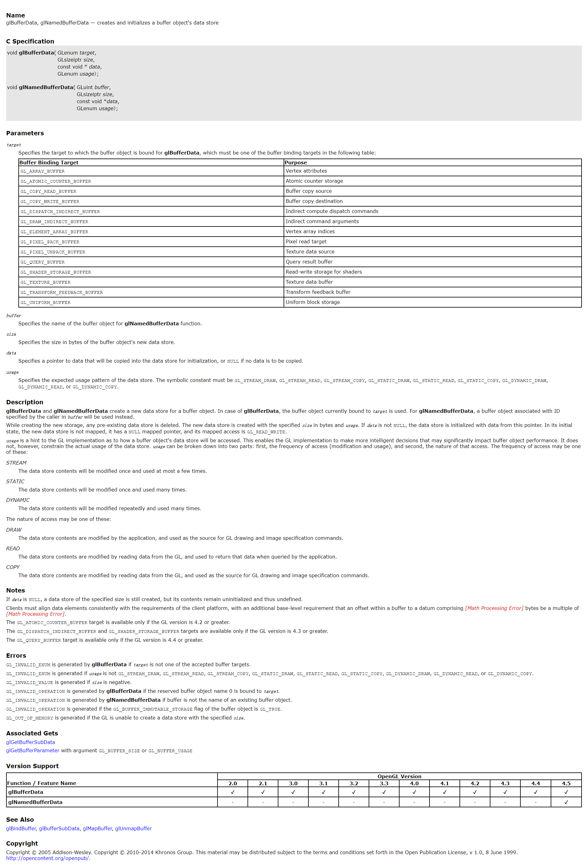 OpenGL API - glBufferData, glNamedBufferData-CSDN博客