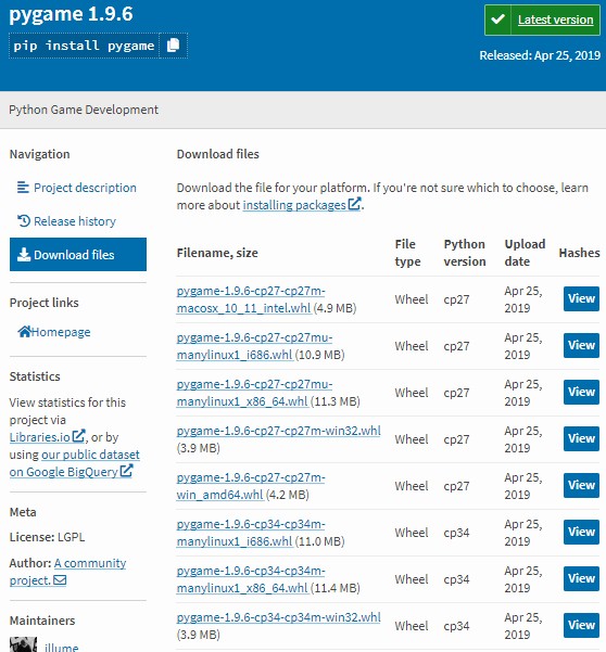 Pygame Python 3.6安装 - 程序员大本营