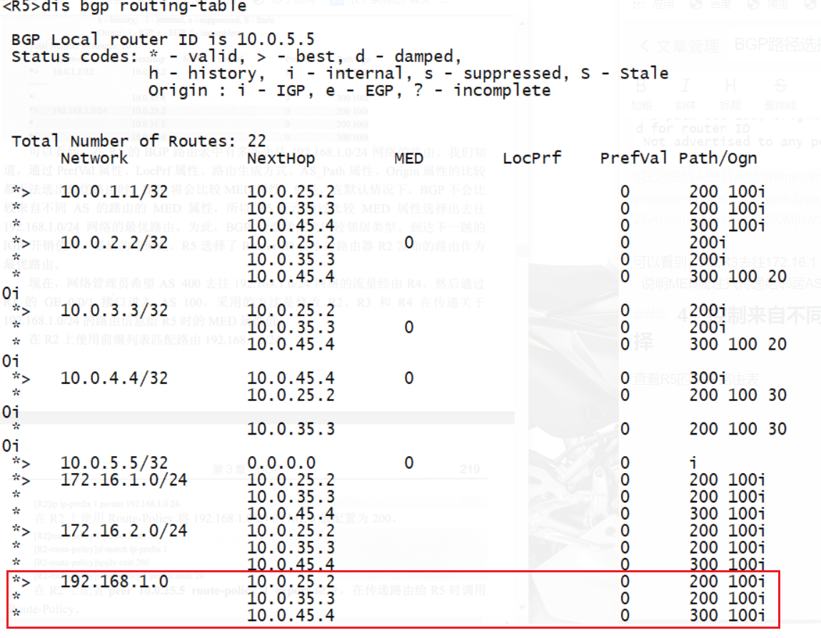 BGP路径选择-MED（学习笔记+实验验证）_bgp med-CSDN博客