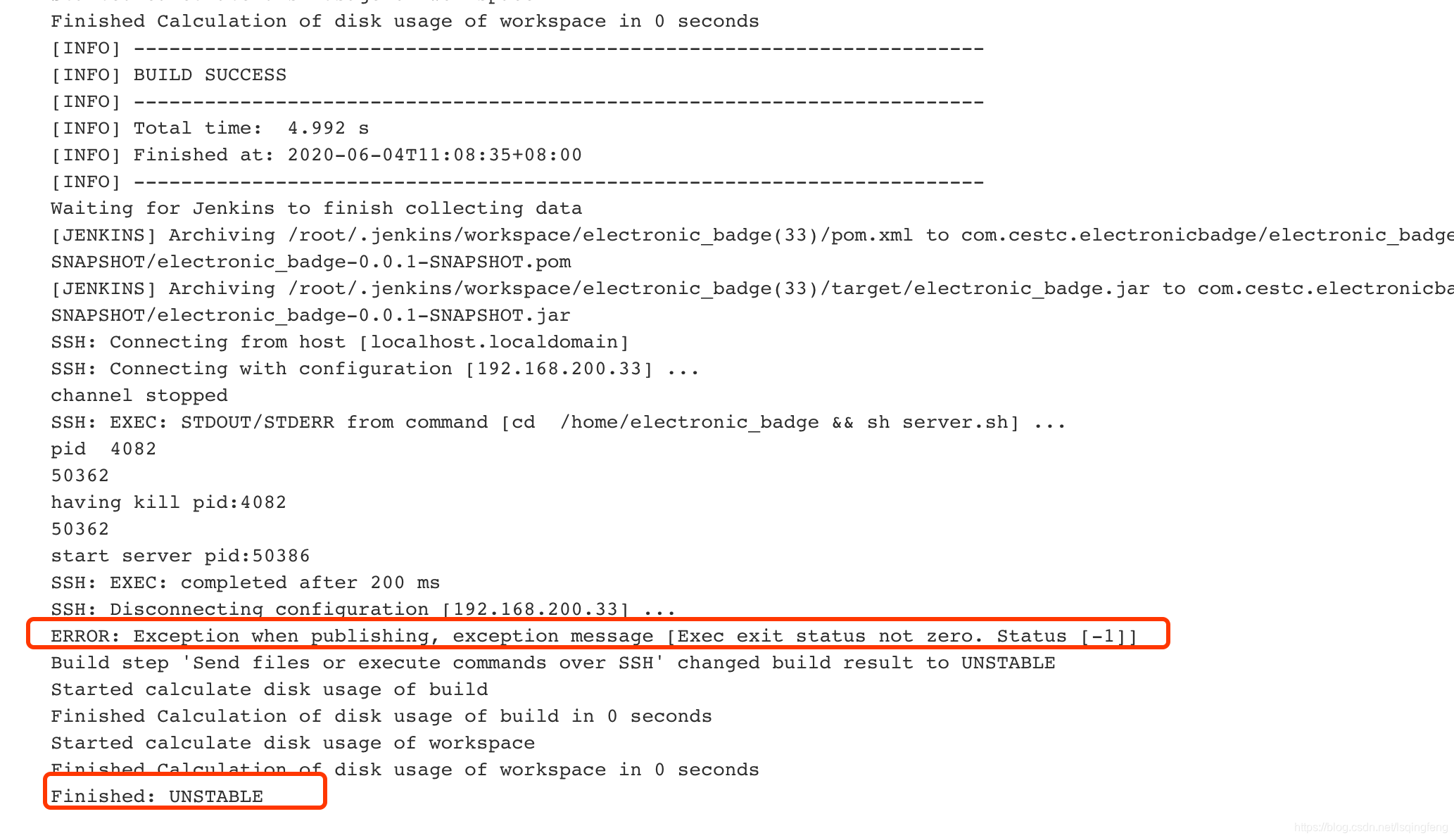 Jenkins Error Exception When Publishing Exception Message Exec Exit Status Not Zero Status