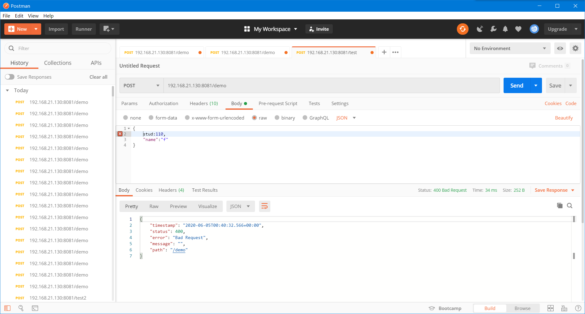postman传递对象型参数出现bad String_bad string on line 1-CSDN博客
