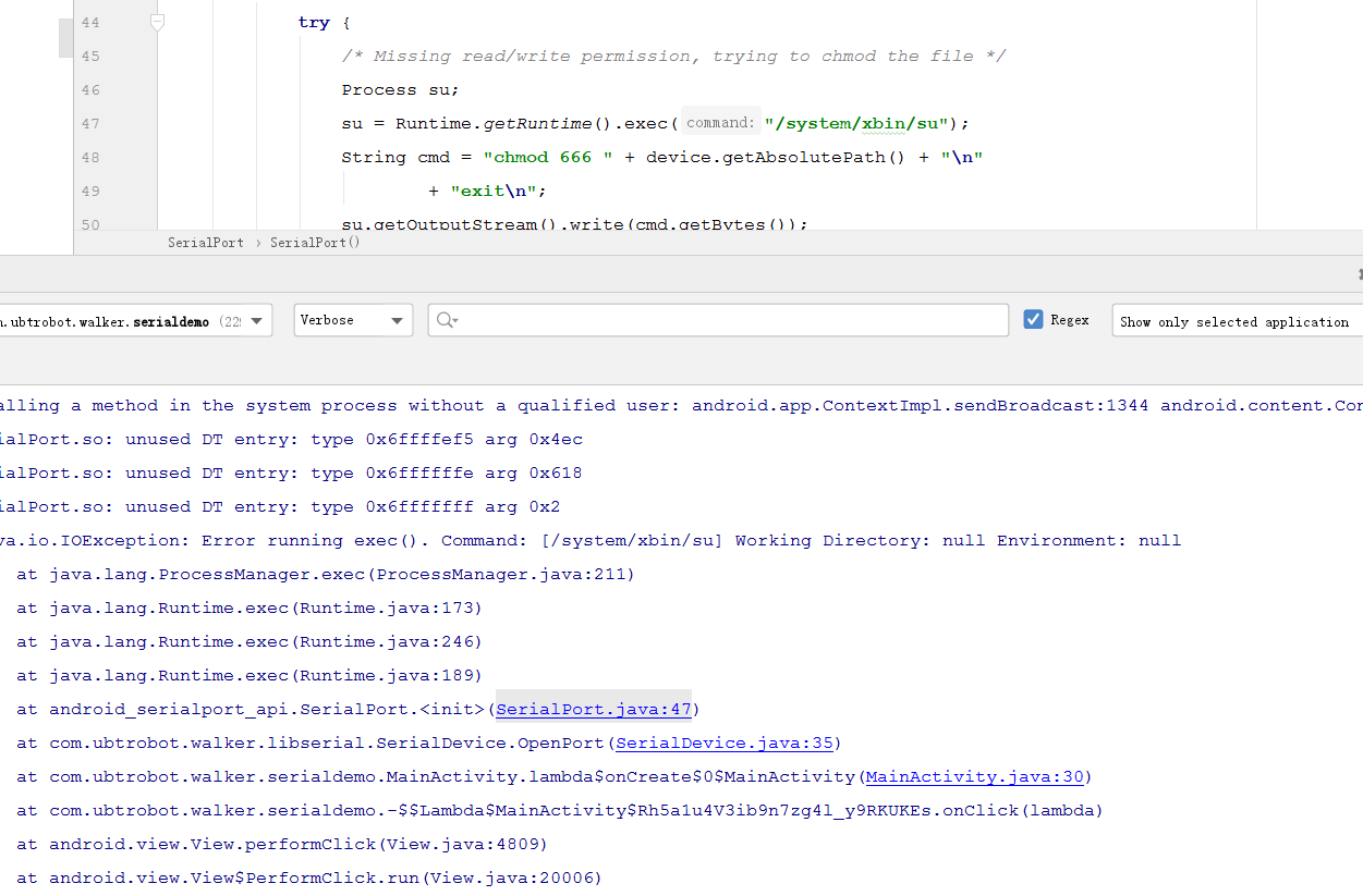 安卓打开串口失败 Ioexception Error Running Exec Command [ System Xbin Su] Working Directory