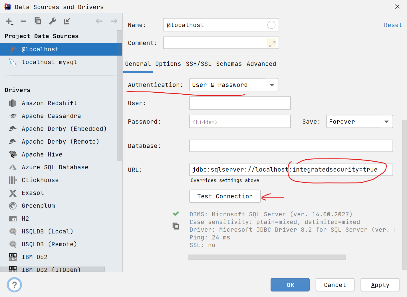 DataGrip cannot use windows authentication to connect to ms sql server solution - Programmer Sought