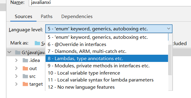 IDEA-Error: java: -source 1.5 does not support the diamond operator (please use -source 7 or ...