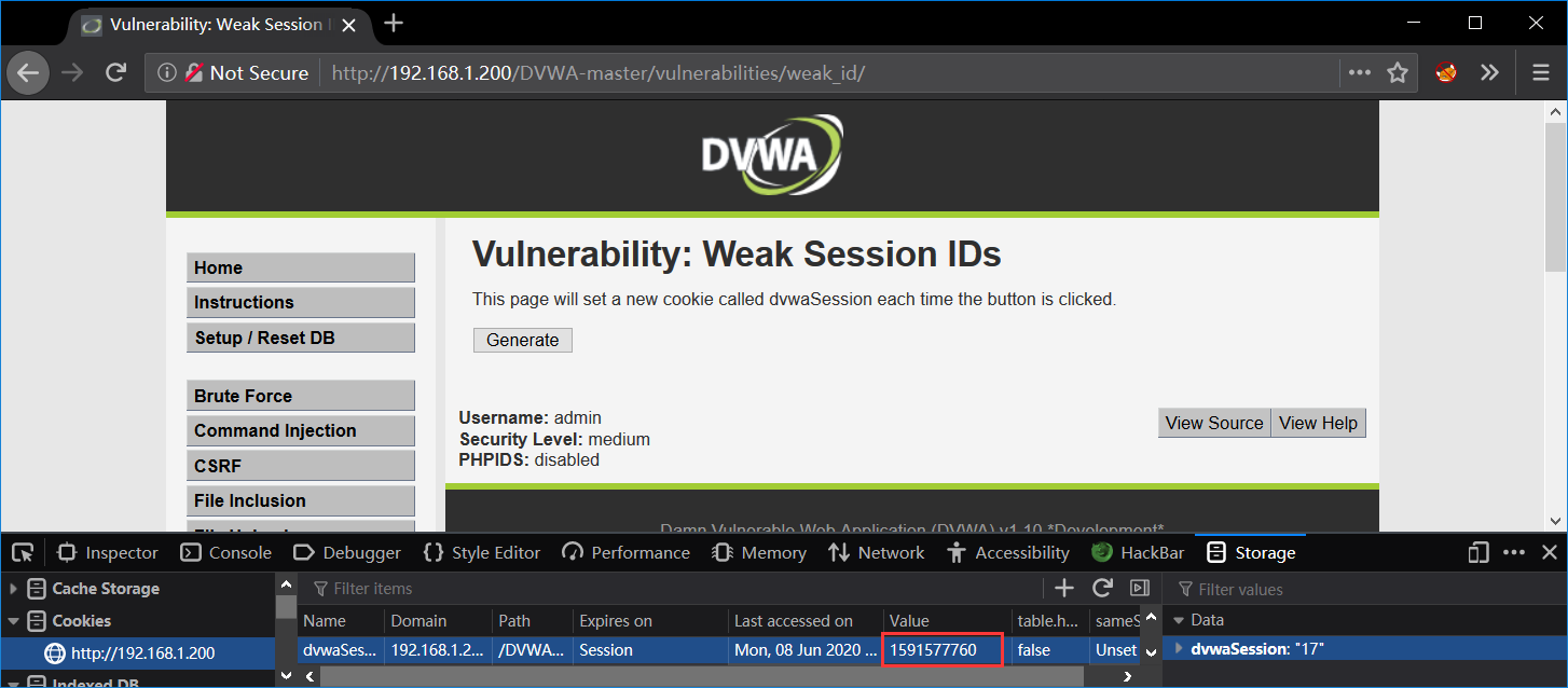 DVWA靶场-Weak Session IDs 脆弱的Session_dvwa靶场weak session ids-CSDN博客