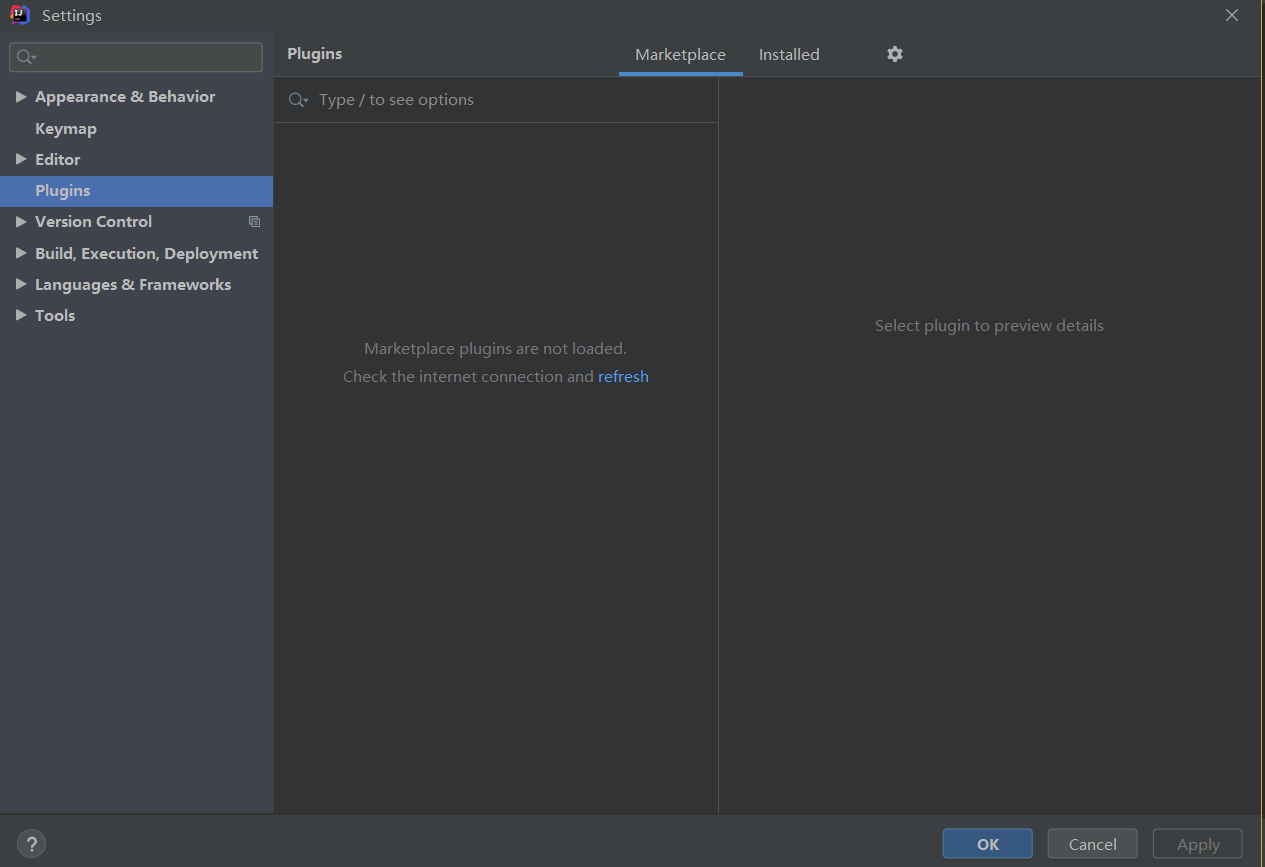 IDEA中Plugins搜索不到任何插件解决办法，网上各方法大全（总有一种适合你）_idea中file - settings – plugins里面没内容-CSDN博客