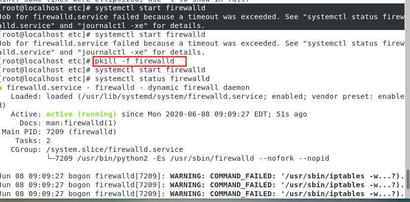 linux防火墙_job for firewalld.service failed because a timeout-CSDN博客