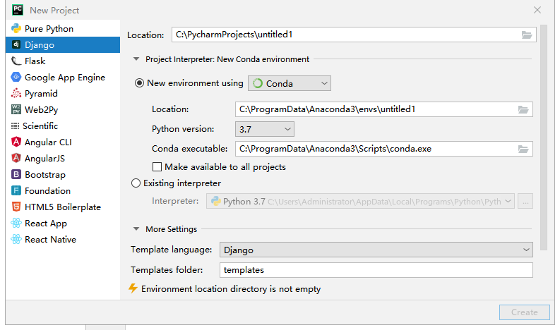 关于Pycharm创建Django没有manage.py等的问题_pycharm创建django没有东西-CSDN博客
