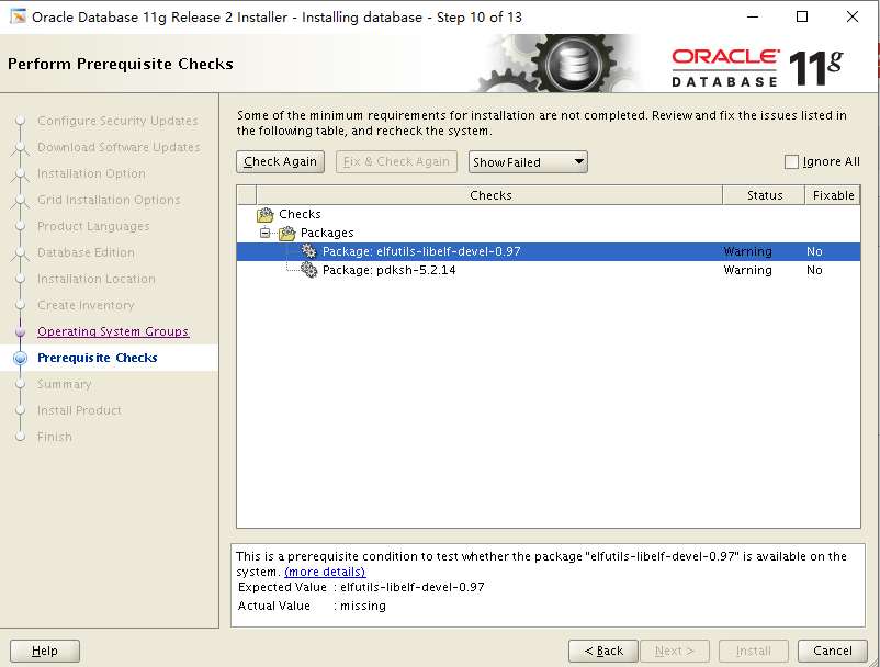 CentOS6 安装Oracle11.2.0.4 提示缺少elfutils-libelf-devel-0.97和pdksh-5.2.14-CSDN博客