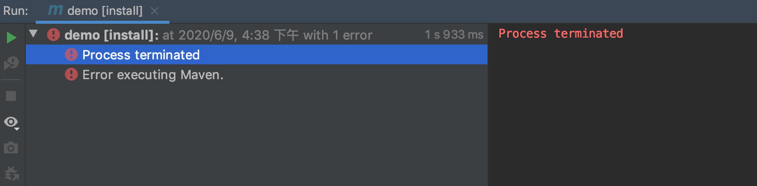 maven install 提示:Process terminated_install process terminated-CSDN博客
