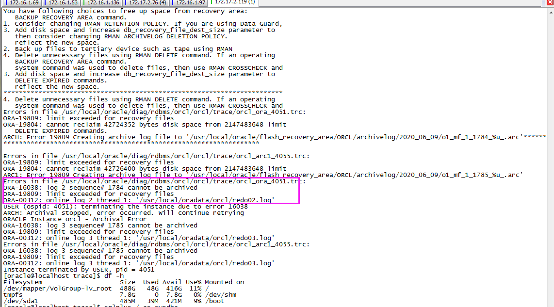 oracle归档日志空间满了数据库无法启动问题解决方法_oracle归档日志满了,数据库访问不了-CSDN博客