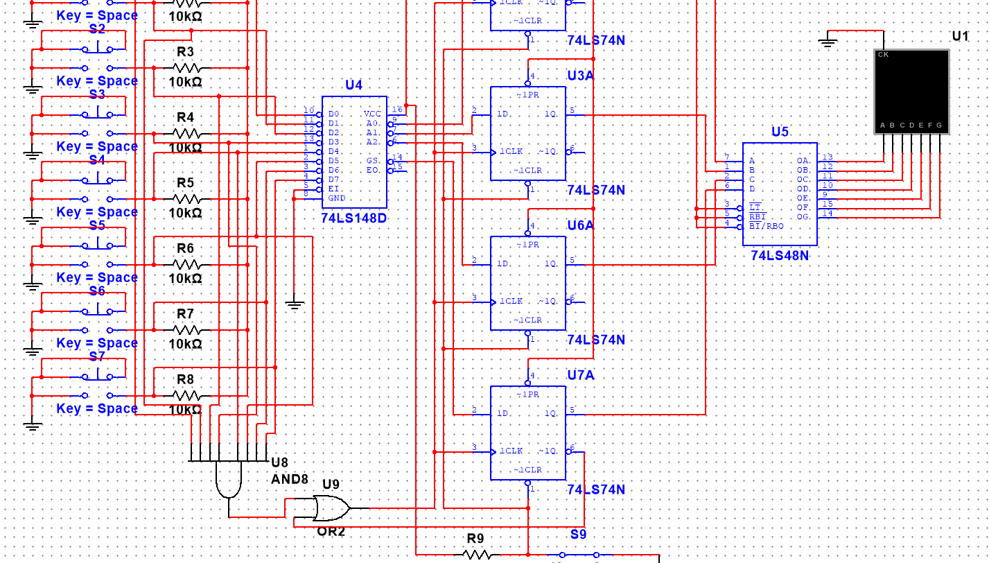 基于74LS148用Multisim仿真做8路抢答器_八人抢答器电路原理图-CSDN博客