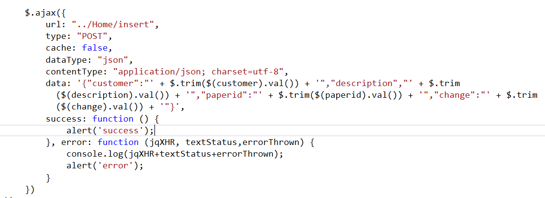 jquery-3.0.0.min.js:4 POST http://localhost:62863/Home/insert 500 ...