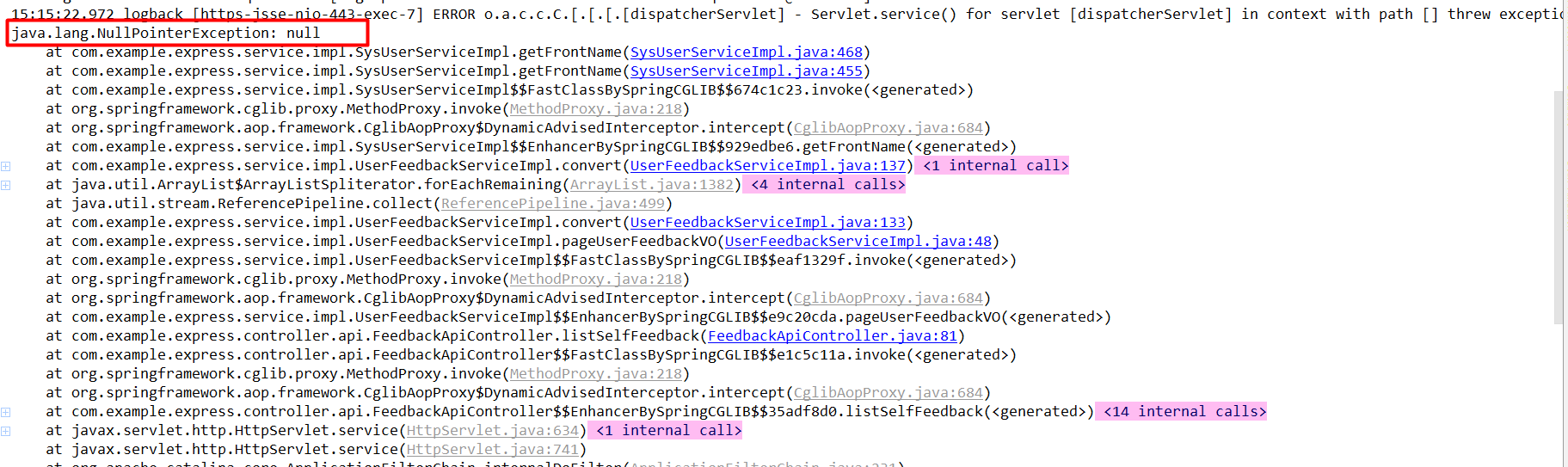 ERROR o.a.c.c.C.[.[.[.[dispatcherServlet] - Servlet.service() for servlet [dispatcherServlet] in ...
