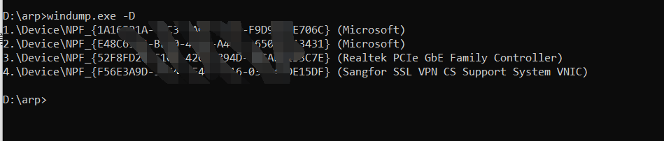 关于解决Windows使用WinDump命令无法抓取arp包的情况-CSDN博客