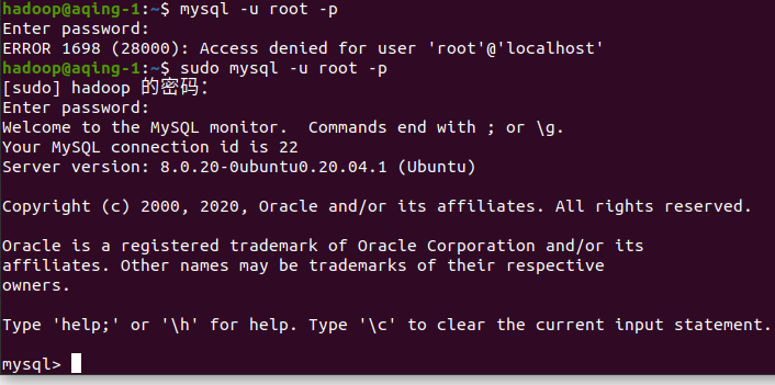 Ubuntu20安装mysql8.0没有提示输入密码，第一次进入mysql_ubuntu安装mysql8.0没提示输密码-CSDN博客
