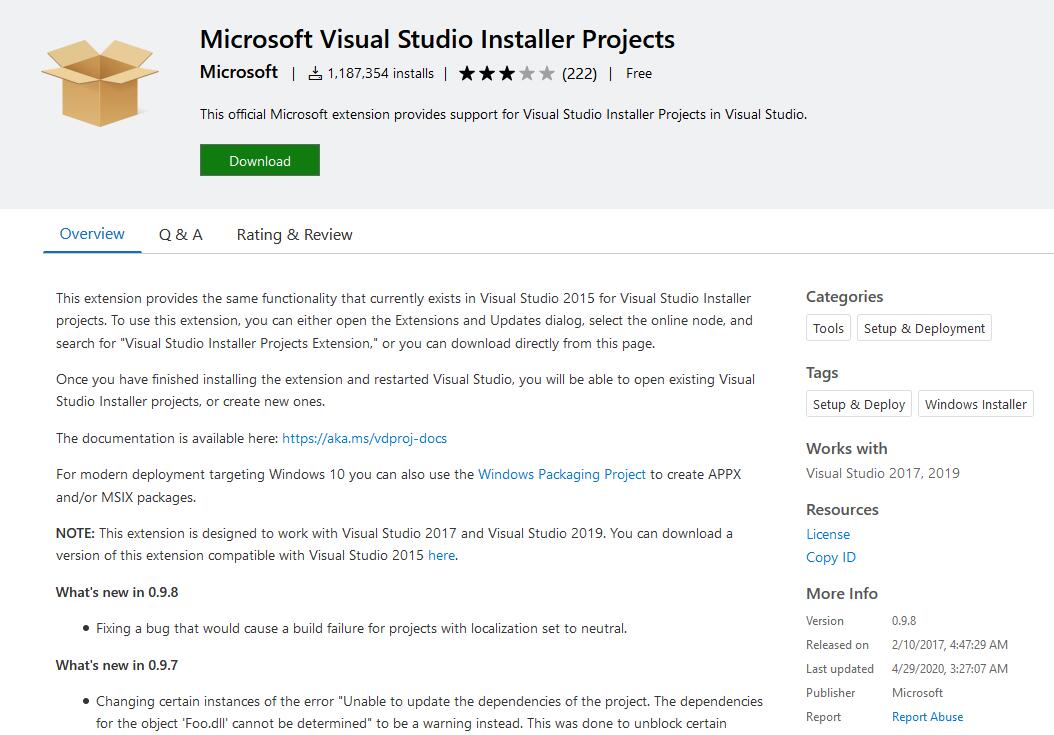 Visual Studio 2019没有Setup安装项目（Microsoft Visual Studio Installer Projects）的官方解决方案_vs2019没有setup项目 ...