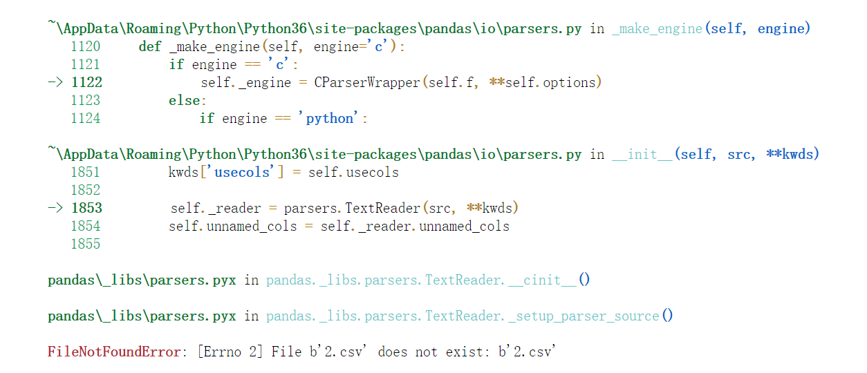 Python的pandas读取csv文件运行报错 [Errno 2] File b‘xxx.csv’ does not exist b‘xxx.csv’_errno2 does not ...