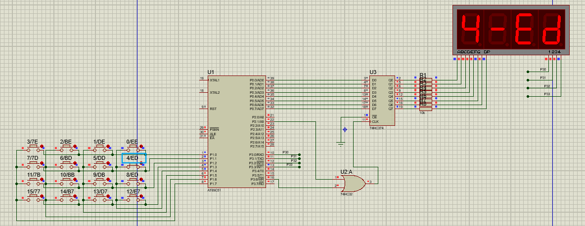 矩阵键盘按键识别与数码管动态显示【PROTEUS C51】_proteus矩阵键盘控制数码csdn-CSDN博客
