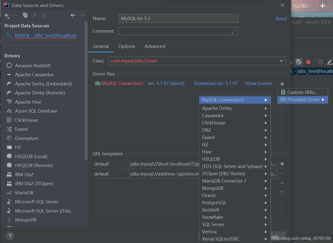 Idea配置database和配置database时出现的错误的解决方法 Incorrect Driver And Or Csdn博客
