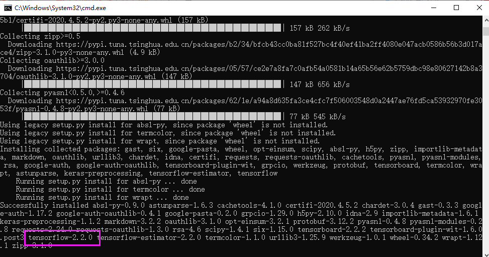 Windows10 安装tensorflow2.2.0 CPU版本-CSDN博客