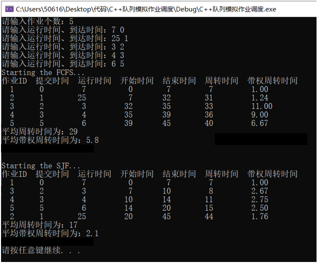 C++模拟实现cpu任务调度（FCFS和SJF的实现）_c++大小核调度-CSDN博客