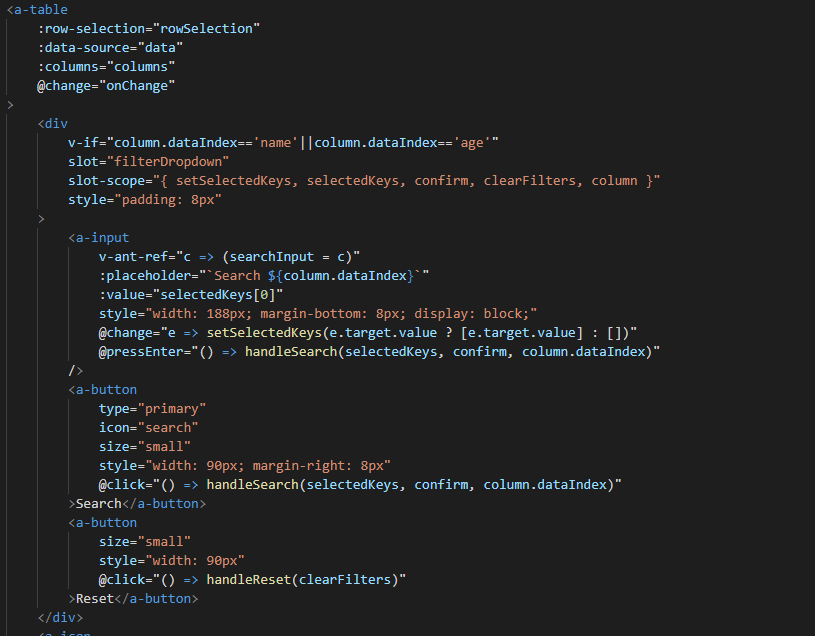 Ant中vue Table的使用排序 搜索筛选antdesignvue Table 筛选中的搜索 Csdn博客 