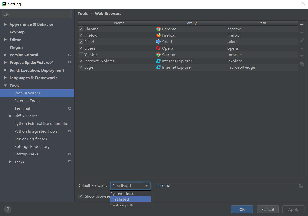 修改Pycharm中默认浏览器_pycharm爬虫如何设置浏览器-CSDN博客