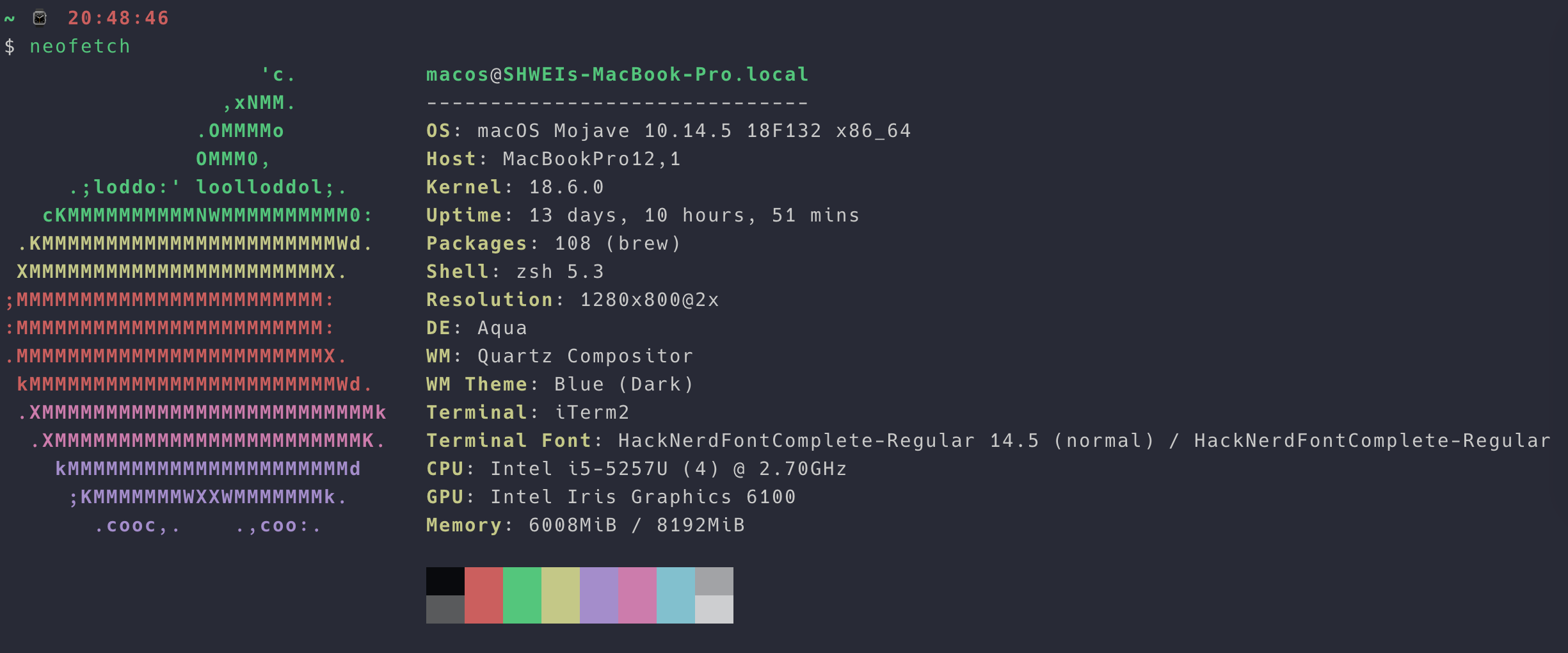 MacOS终端 Iterm2 美化 zsh 配合 neofetch 个性化显示系统信息_mac neofetch-CSDN博客