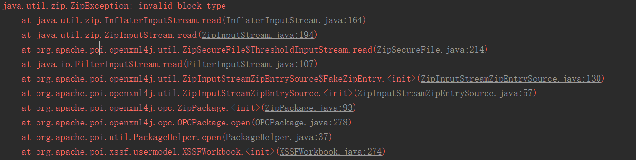 解决excel导出时，因为excel被压缩报错java.util.zip.ZipException: invalid block type-CSDN博客