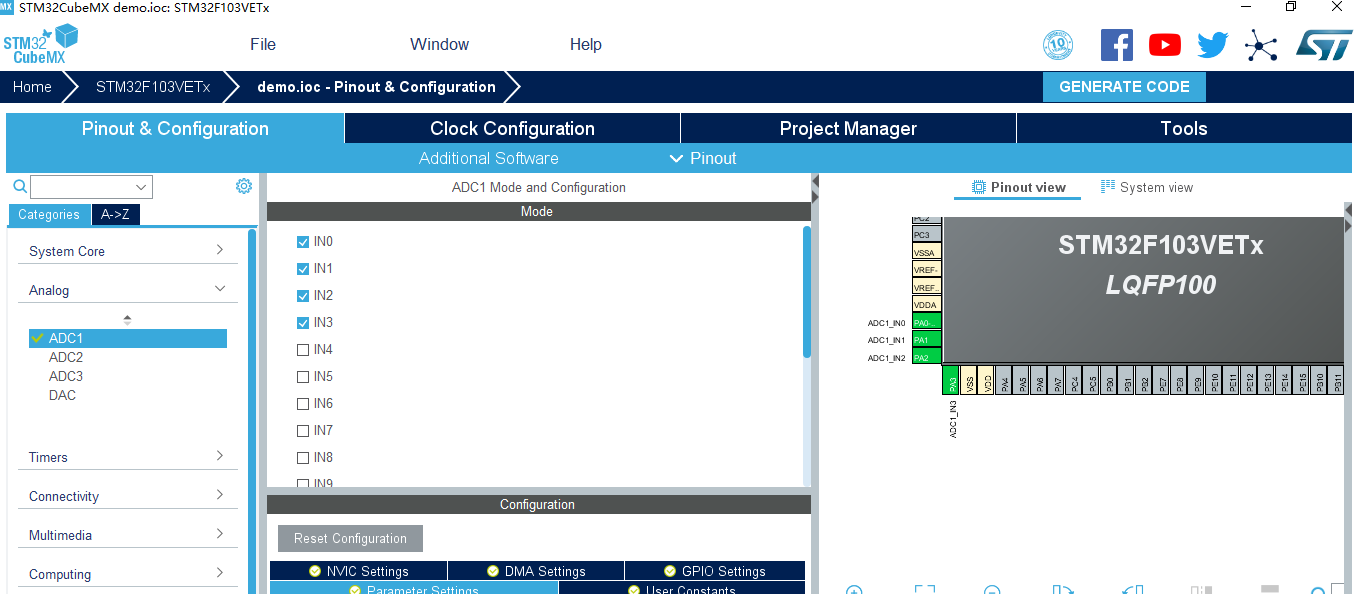 STM32的HAL库ADC DMA方式，同一通过到采集多次放入数组_32的ad采集怎么建立数组-CSDN博客