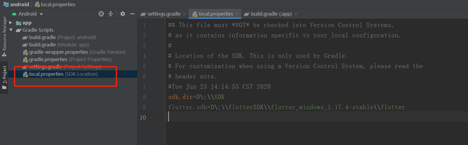 flutter第一次踩坑 flutter.sdk not set in local.properties_flutter.sdk not set in local.properties ...