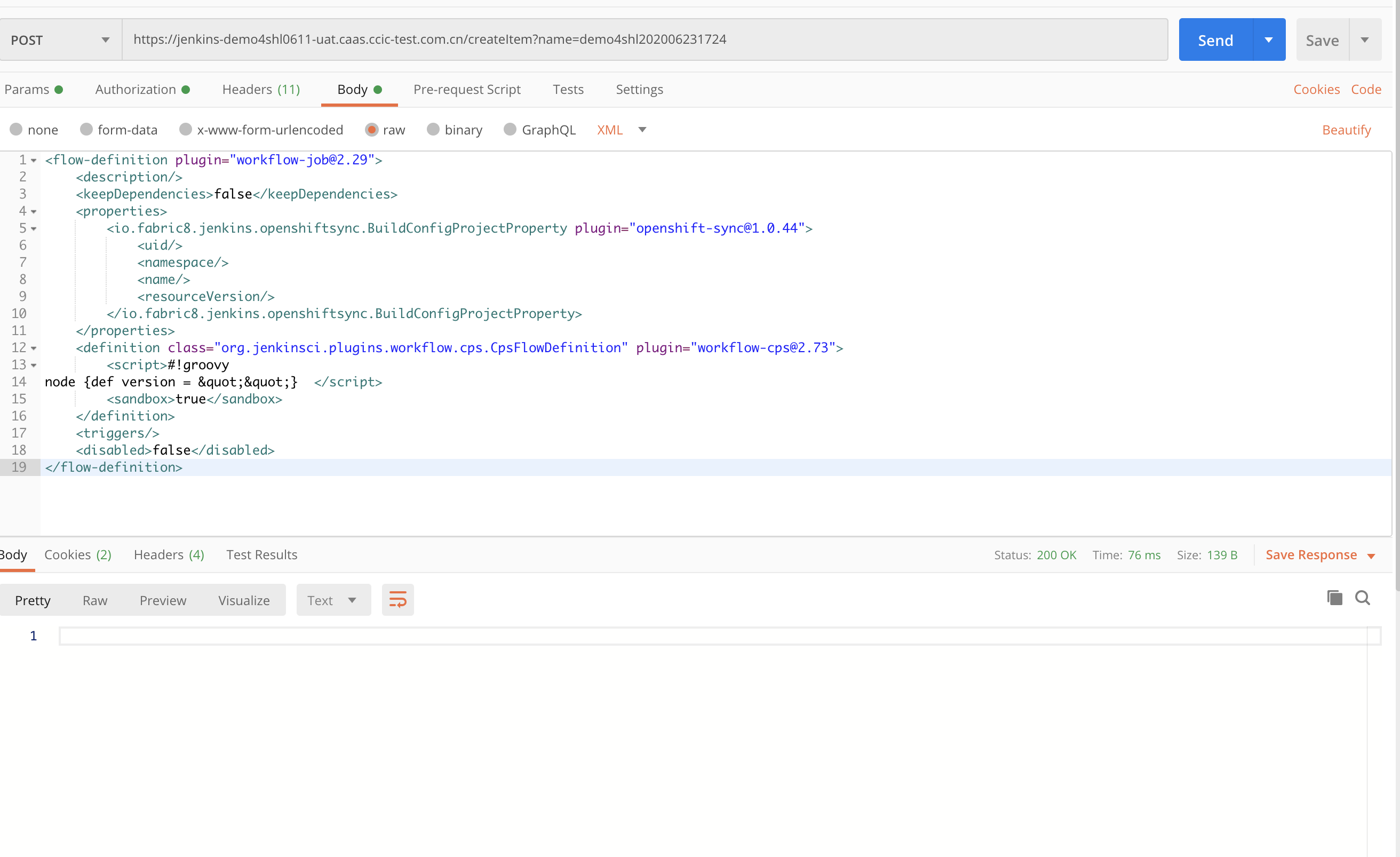 官方Jenkins的REST的API createIt job，Fetch/Update job、Delete a job ...