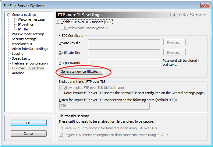 安装FileZilla Server Interface遇到的问题整理_filezilla certificate data怎么填-CSDN博客