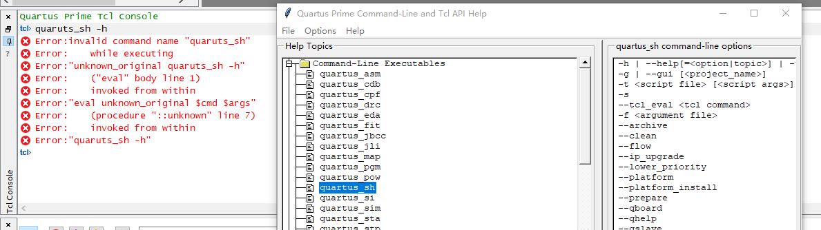 quartus tcl 控制台 自带命令 报错_quartus tcl script 无法打开-CSDN博客