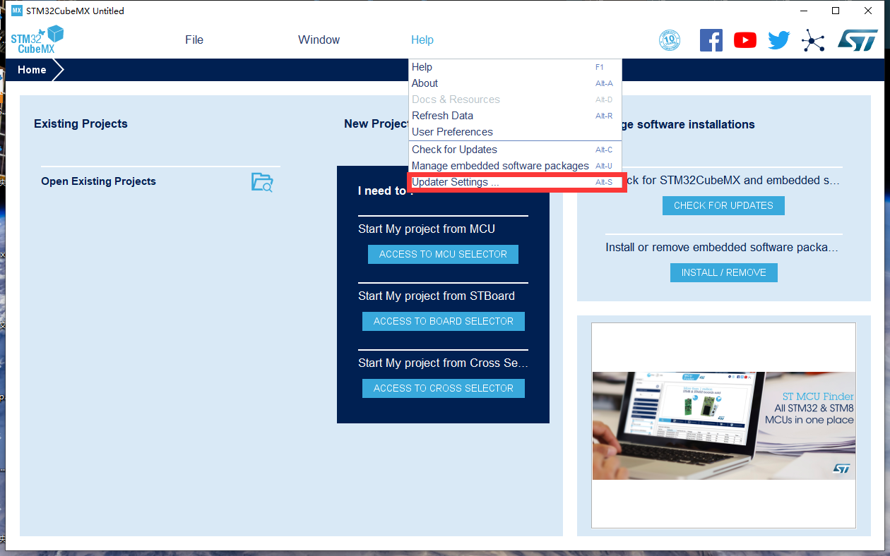 STM32CubeMX在线安装HAL库失败_stm32cubemx updater settings报错-CSDN博客