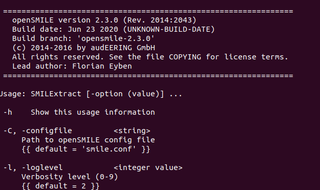 第一次在Linux Ubuntu18.04下 安装OpenSMILE，踩坑全记录_smilextract unknown option '-i' on commandline-CSDN博客