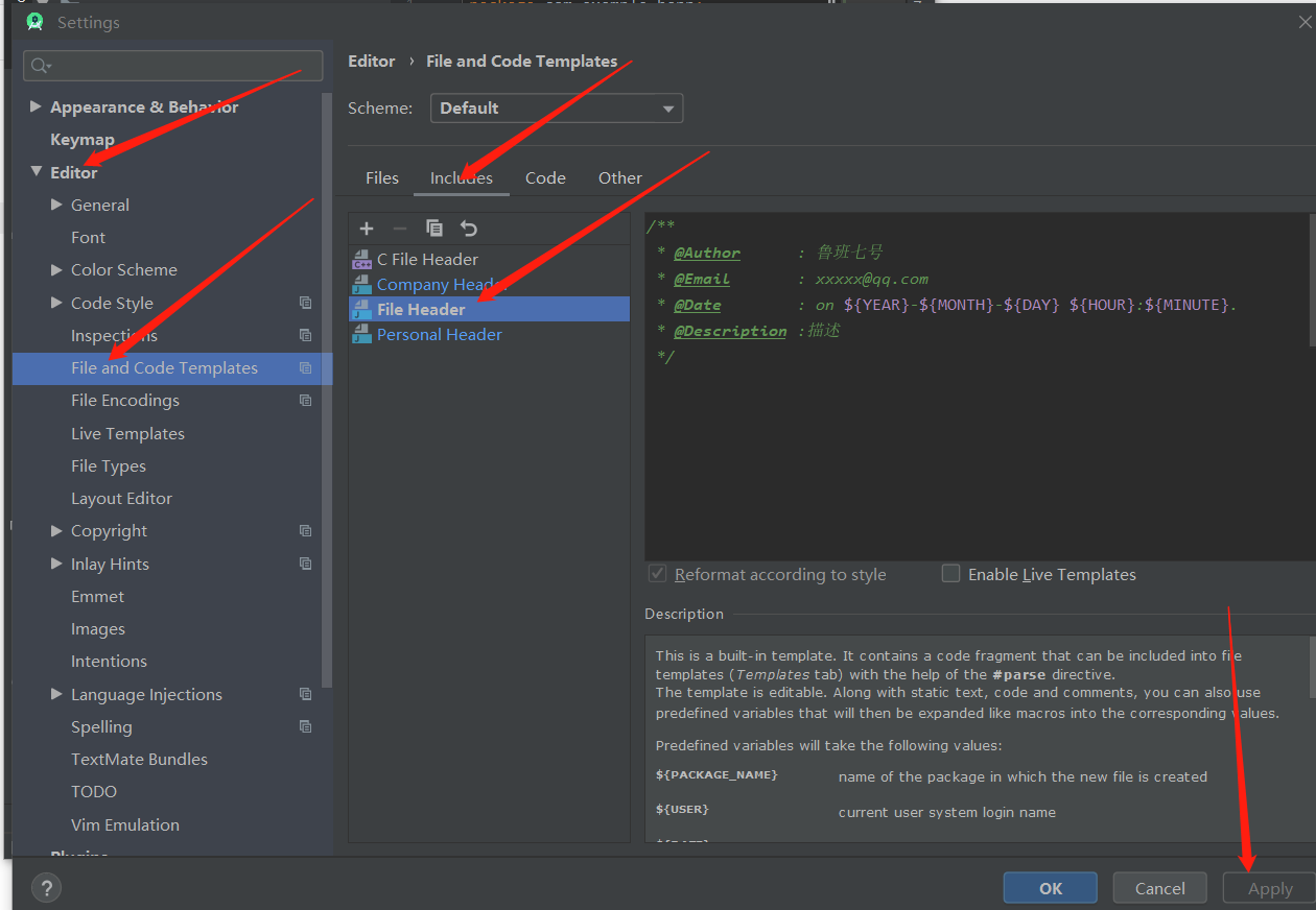 Android Stuido 类文件头部设置作者、日期等相关信息_android studio 怎么修改项目日期-CSDN博客