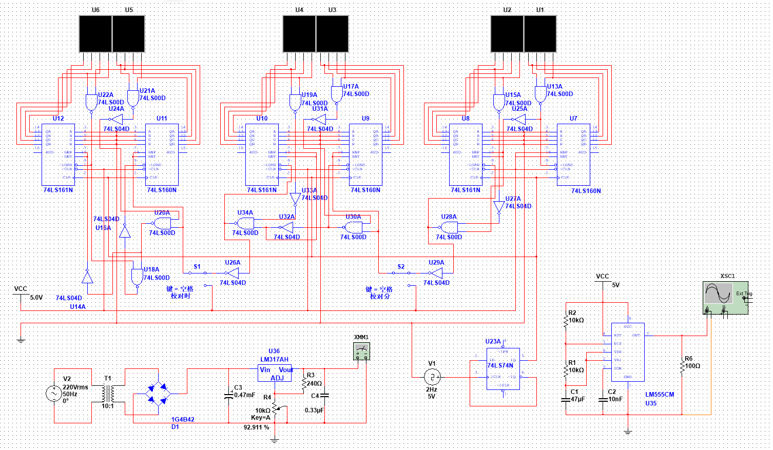 Simple digital clock based on Multisim - Programmer Sought