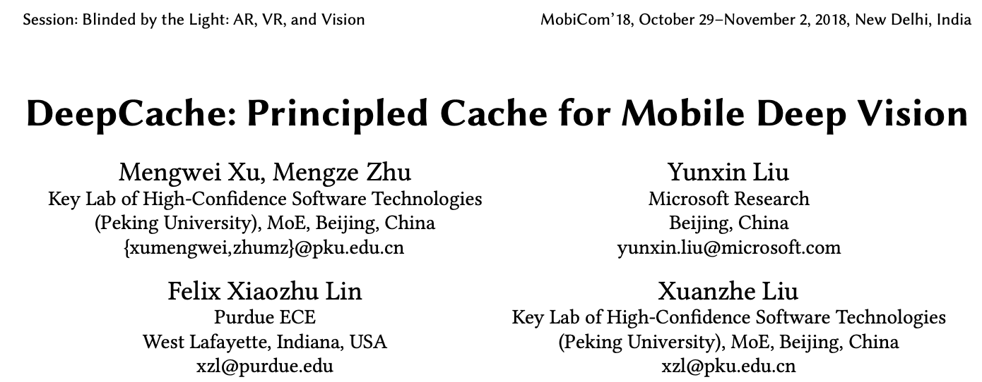 DeepCache: Principled Cache for Mobile Deep Vision (MobiCom2018)-CSDN博客