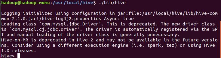 Linux打开hive出现Logging initialized using configuration in jar:file:/usr/local/hive/lib/hive-common ...